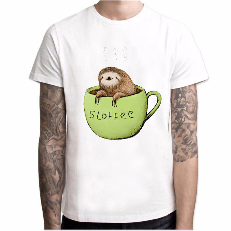 Buy Sloth Motto Spirit T Shirt Men Lazy Animal Coffee Design Funny T ...