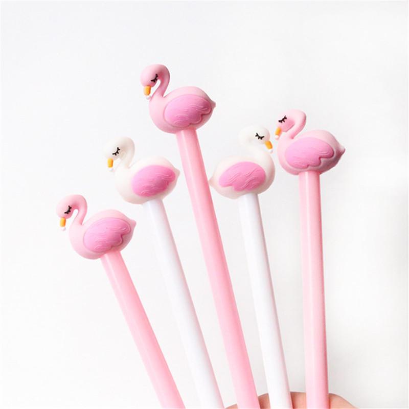 20pcs/lot 0.5mm Creative Flamingo Swan Gel Pens Signature Pen School ...