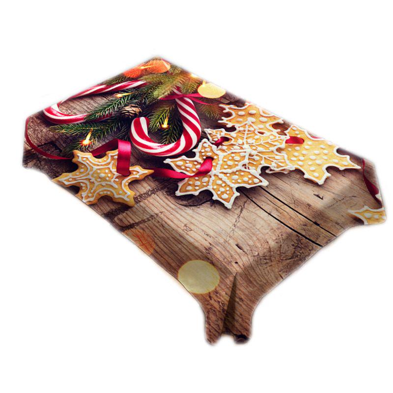 Cheap Christmas Square Tablecloth Gingerbread Man Snowflake Table Cover ...