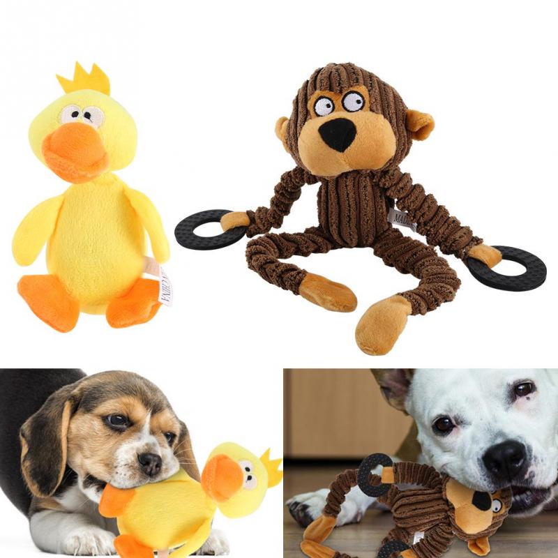 Buy Plush Pet Teether Teething Sounding Chew Toys Set Monkey + Duck at ...