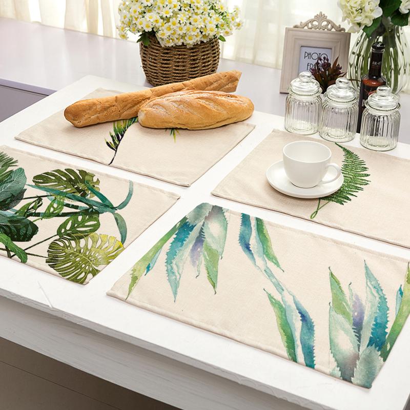 Buy Pastoral Natural Green Plant Floral Table Cup Mat Pad Placemat ...