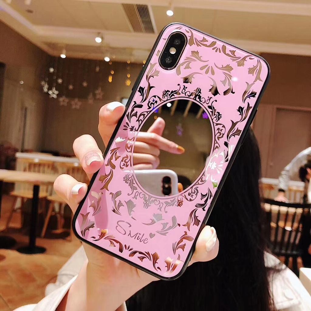 Mirror Phone Cover Case for iPhone 7 8 Plus XS MAX XR X Acrylic Leaves ...