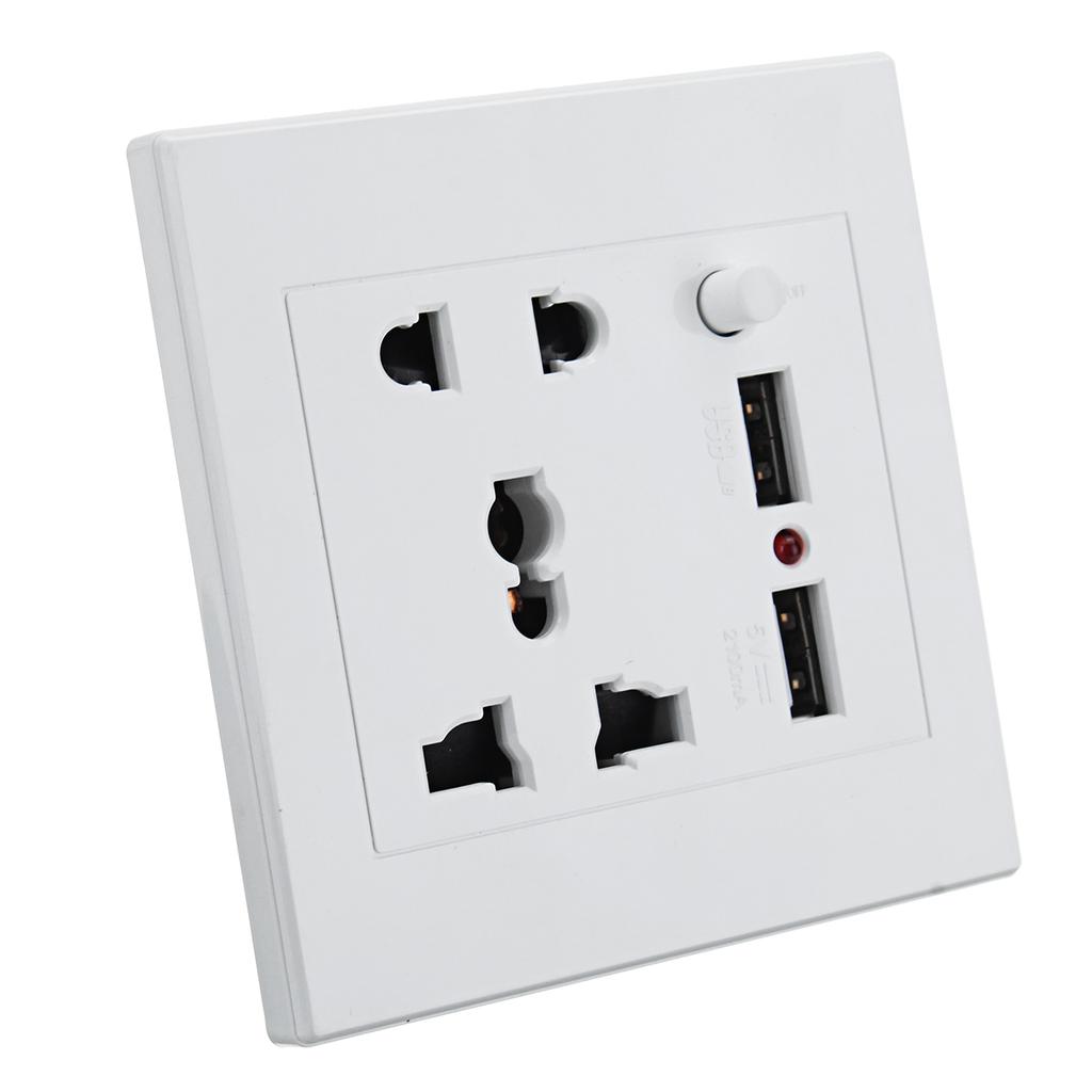 Universal Dual 2 Usb Electric Wall Power Socket Outlet Adapter Plug ...