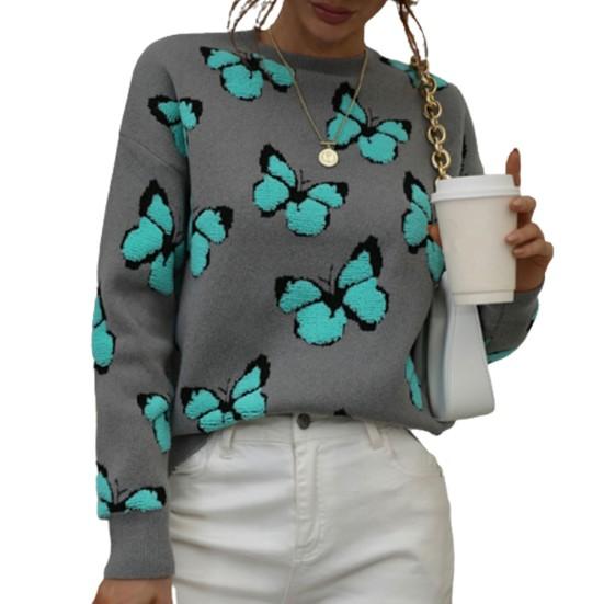 Buy Warm Pullover Sweater Long Sleeve Trendy Women Loose Butterflies ...