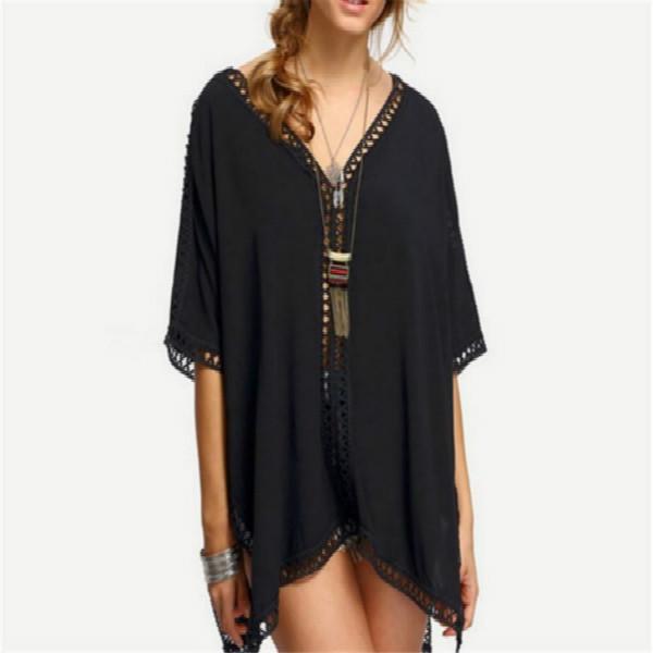 Buy Fashion Ladies Irregular Bat Tops Tees Blouse Summer Women Hollow ...