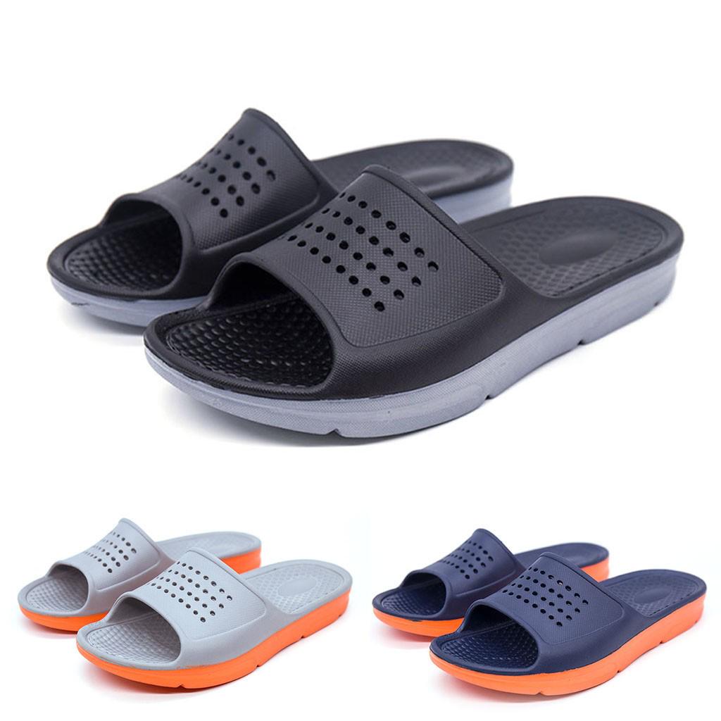 Buy Men's Breathable Slippers Indoor Summer Non-Slip Soft-Soled Home ...