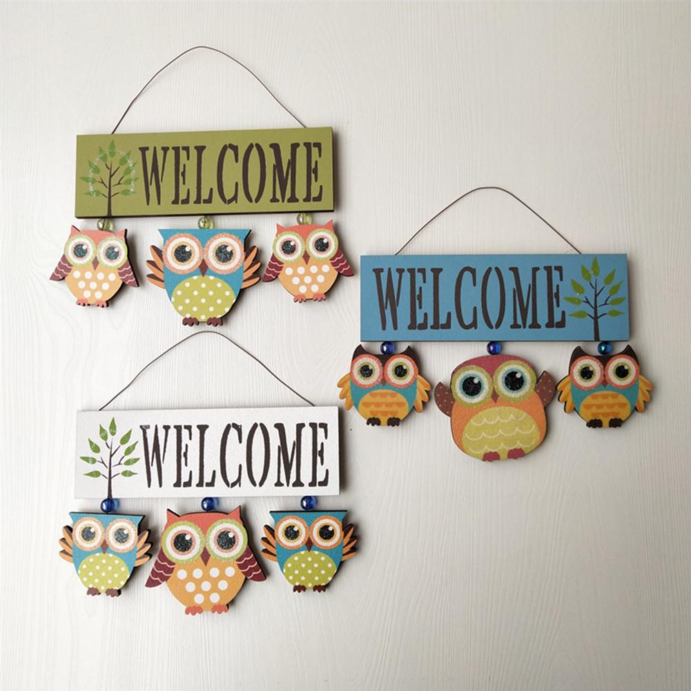 Buy Wooden Welcome Owl Door Sign Pendant Front Porch Hanging Home Wall ...