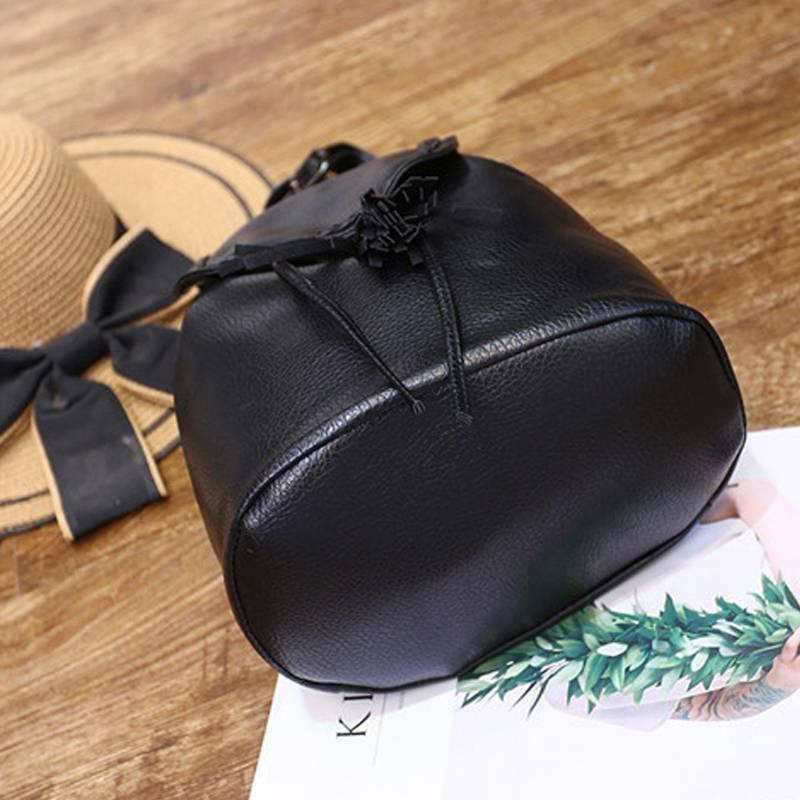 Buy Tassel Drawstring Leather Backpack Women Anti Theft Lightweight ...