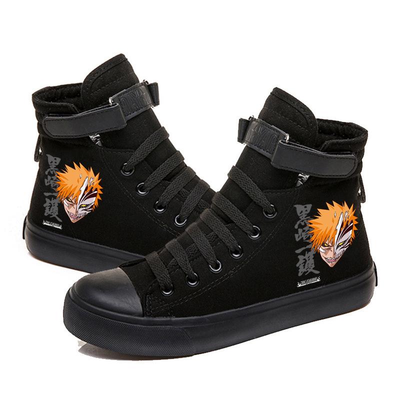 Buy Bleach Anime Ichigo Kurosaki Printed Anime Canvas Shoes Flat High ...