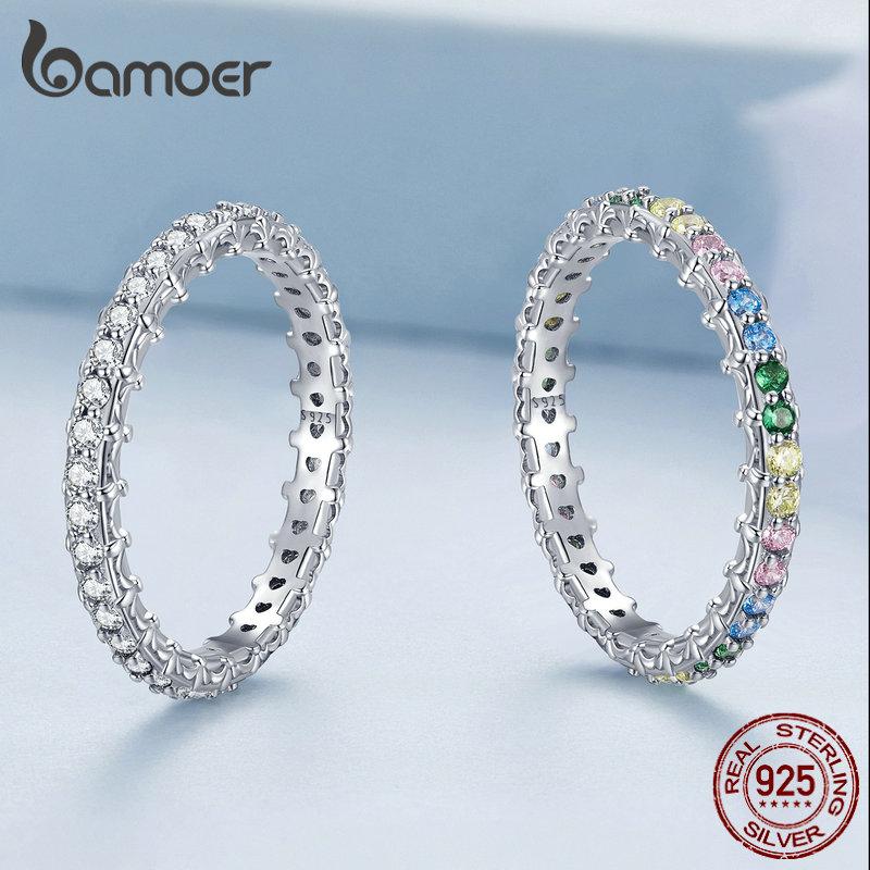 Cheap BAMOER 925 Sterling Silver Colorful Zirconium Hoop Earrings for Women Fine Jewelry Fashion ...