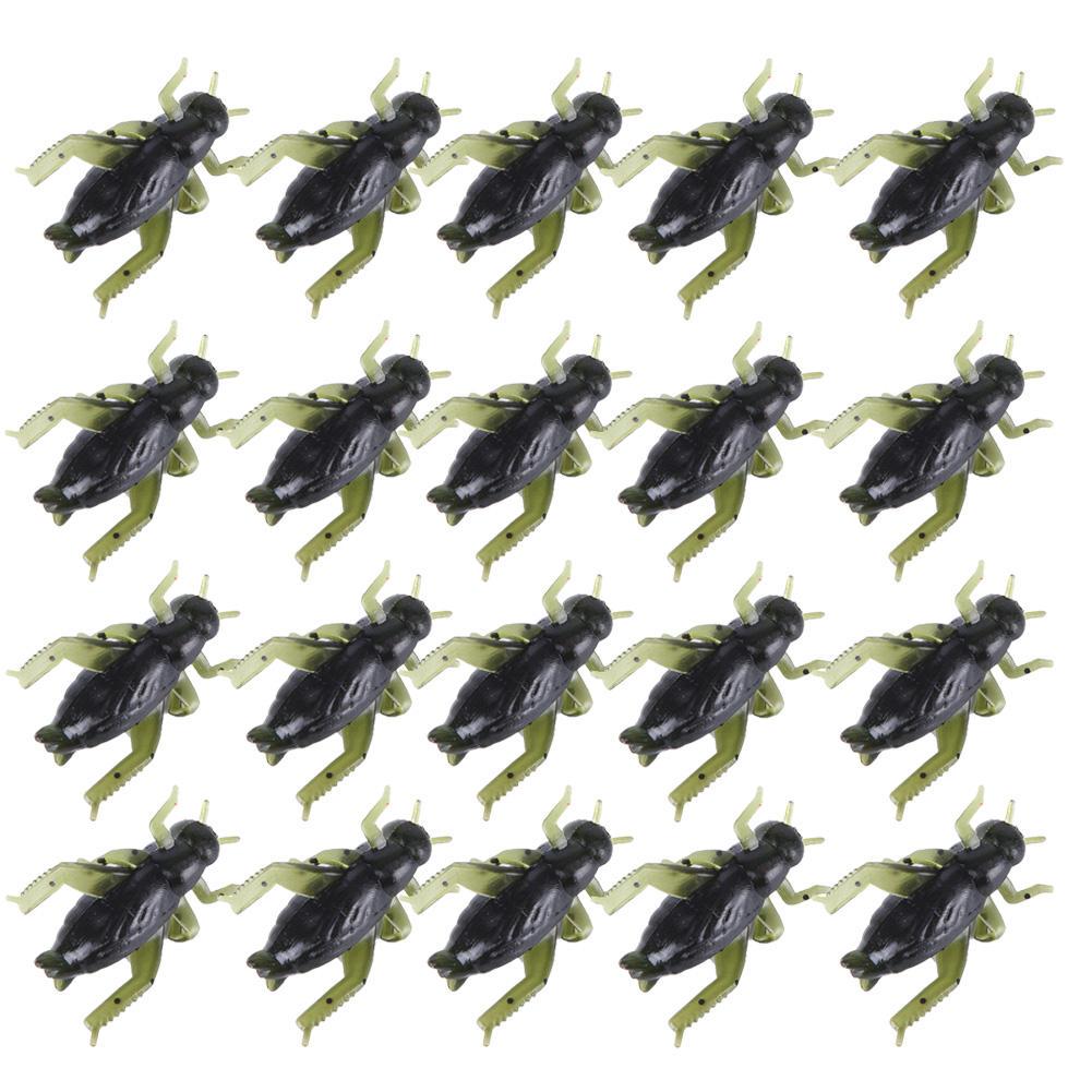 20 Pcs Black Cricket Shape Fishing Soft Lures Super Simulate Insect ...