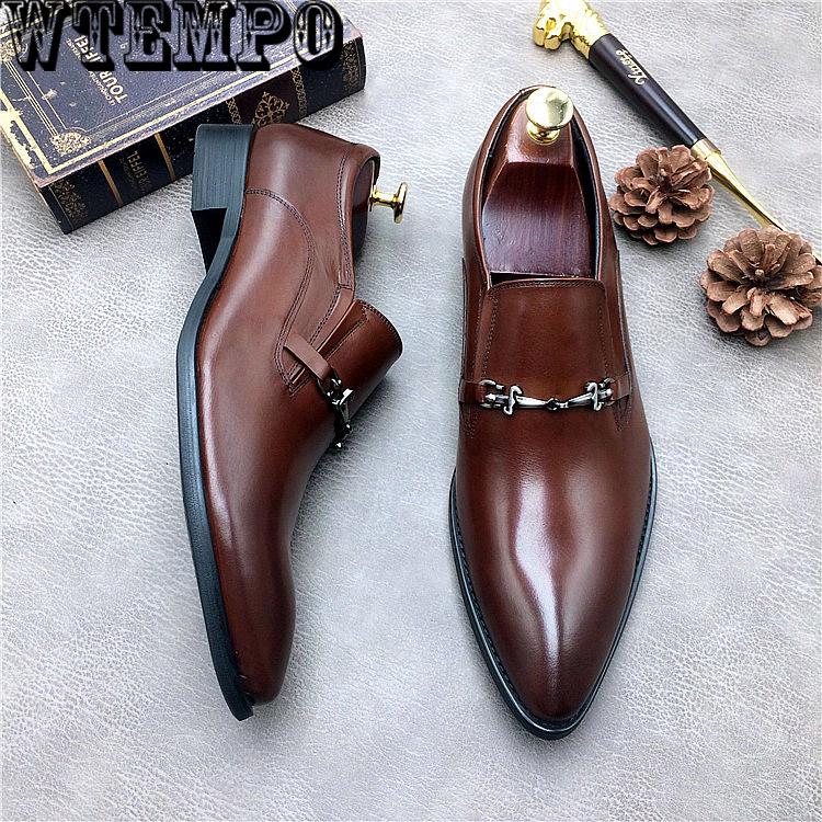 Breathable casual business leather shoes set toe scalp shoes men's ...