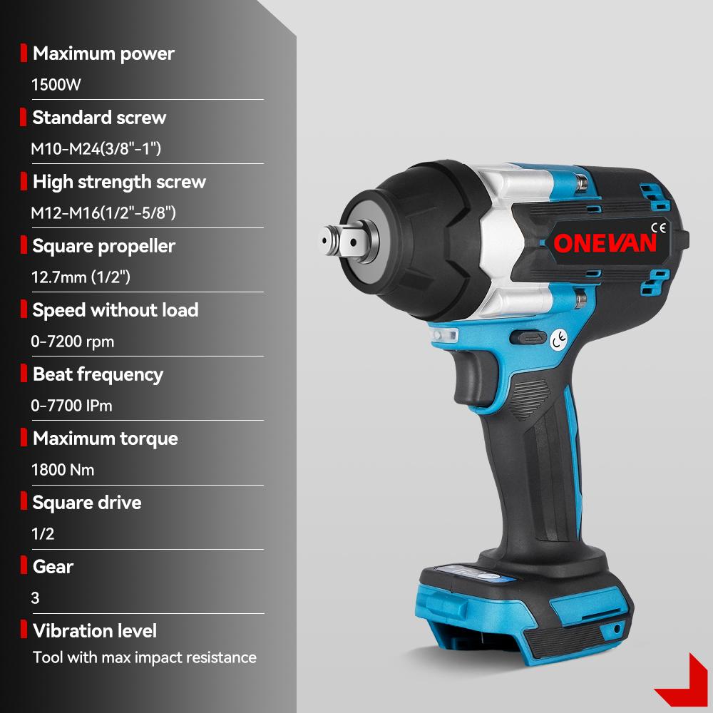 Cheap ONEVAN 1800N.M Brushless Electric Impact Wrench Screwdriver 3Gear ...