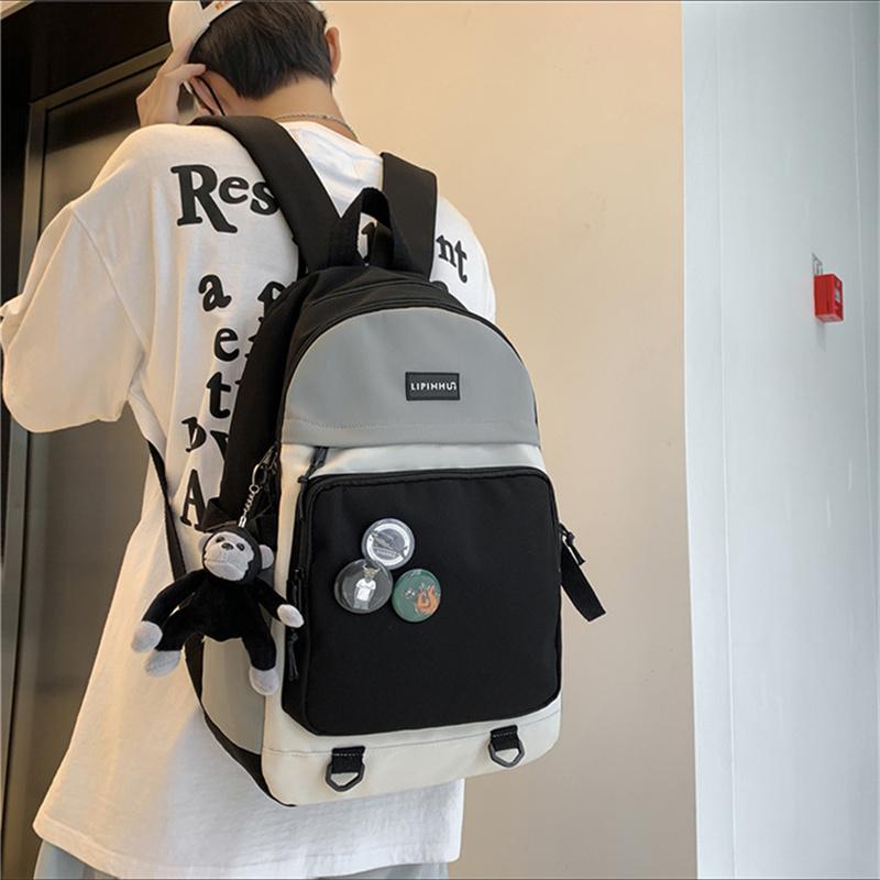 Buy Fashion Color Contrast Backpack College Schoolbag Simple Neutral ...