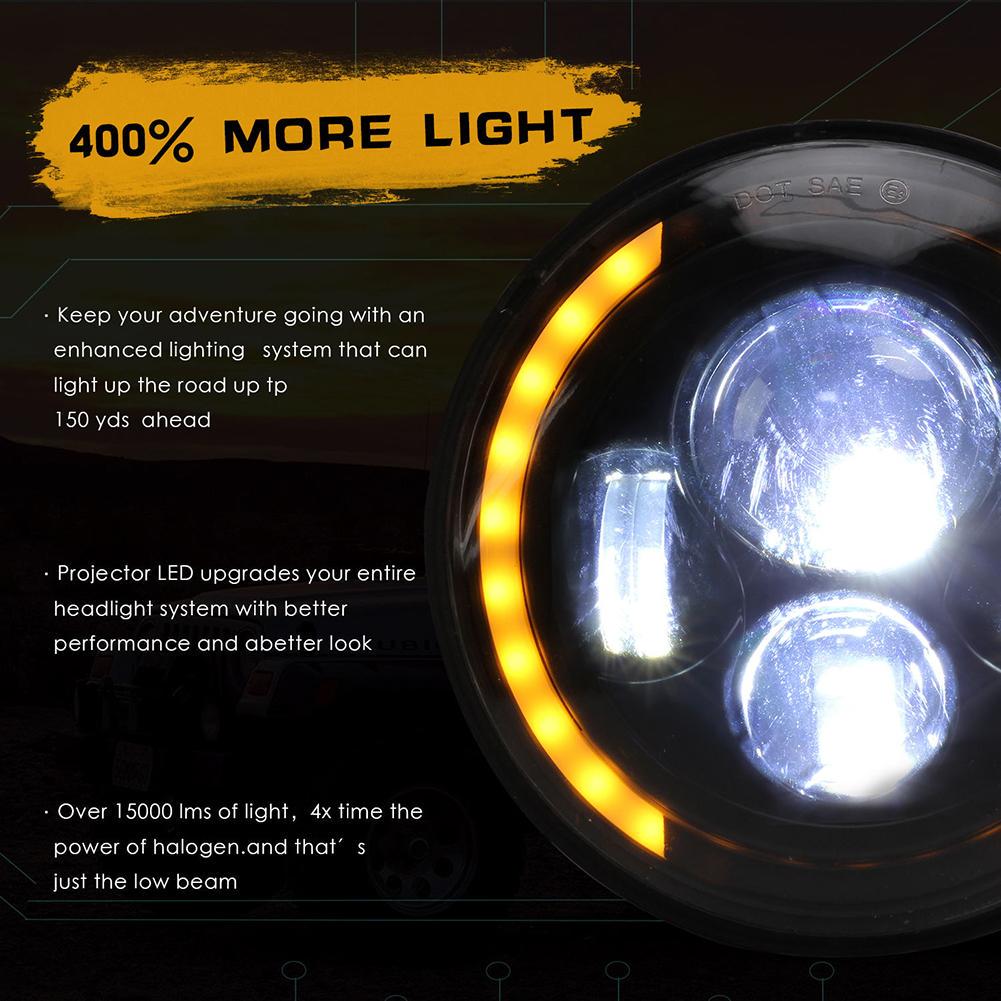 Buy 1pc 7Inch 75W Halo Angle Eye LED Headlight Waterproof Headlamp for ...