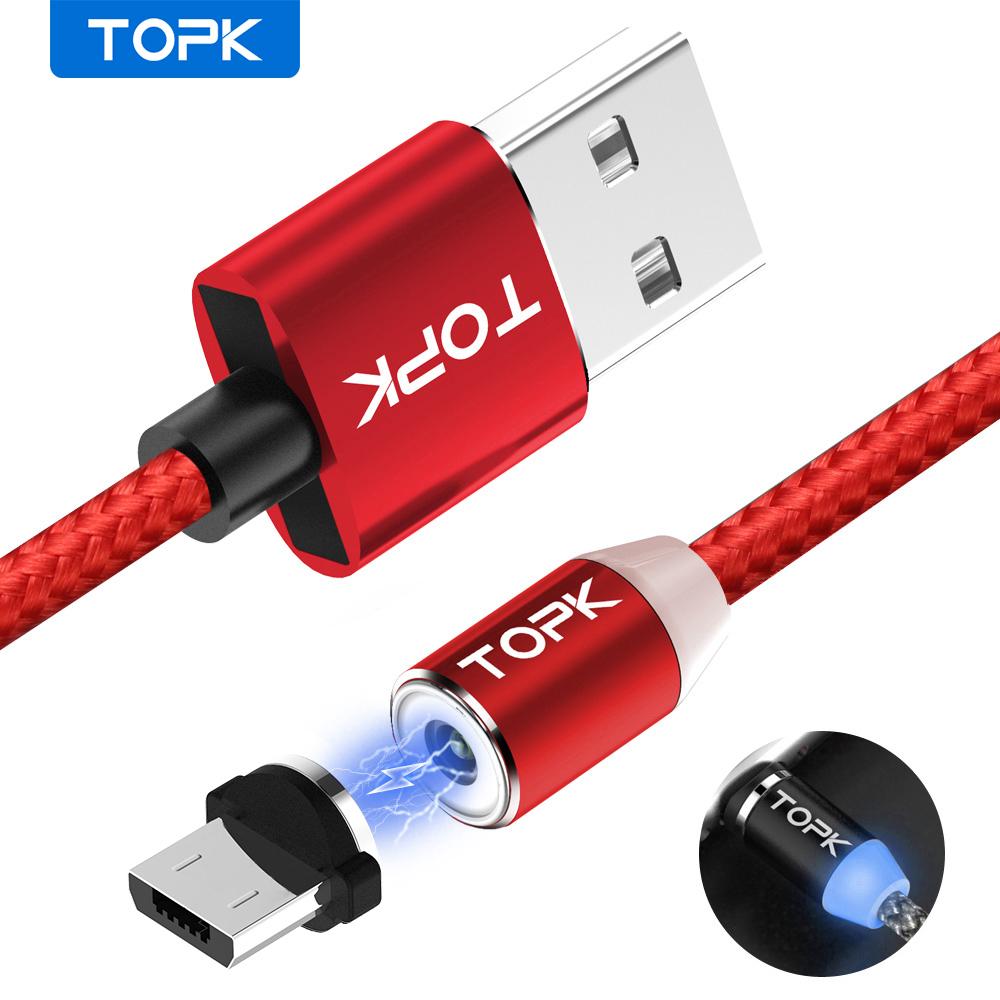 Buy TOPK LED Magnetic Micro USB Cable USB C Cable For Samsung Xiaomi ...