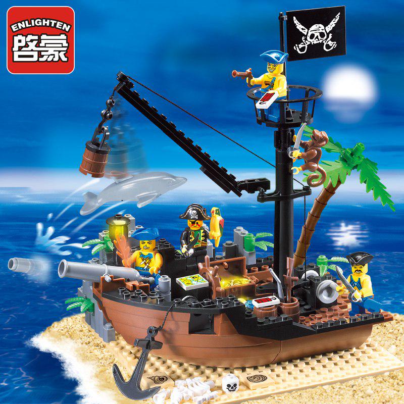 Buy Enlighten 306 Building Blocks Pirate Ship Scrap Dock Blocks Diy 178 ...