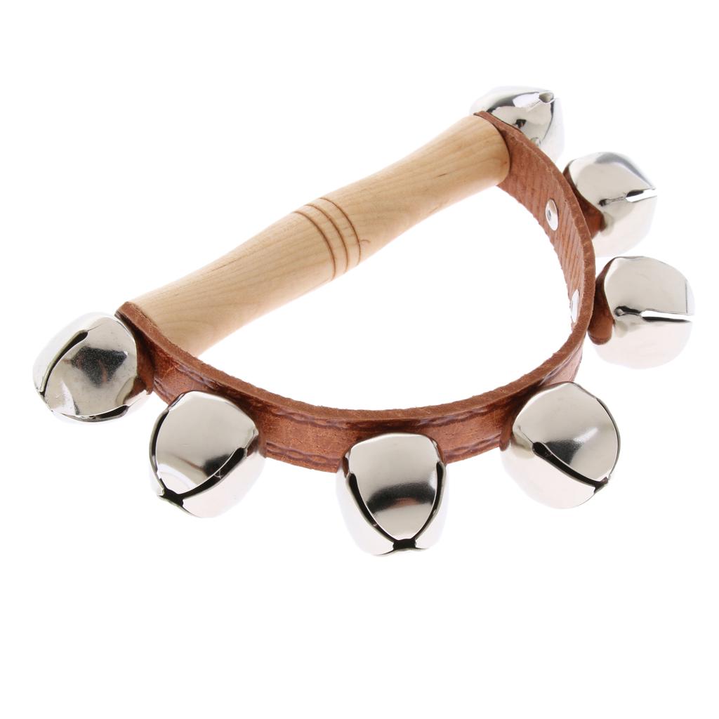 Buy Wooden Handle Bell Shaker Sleigh Bells with Strap Shaking ...