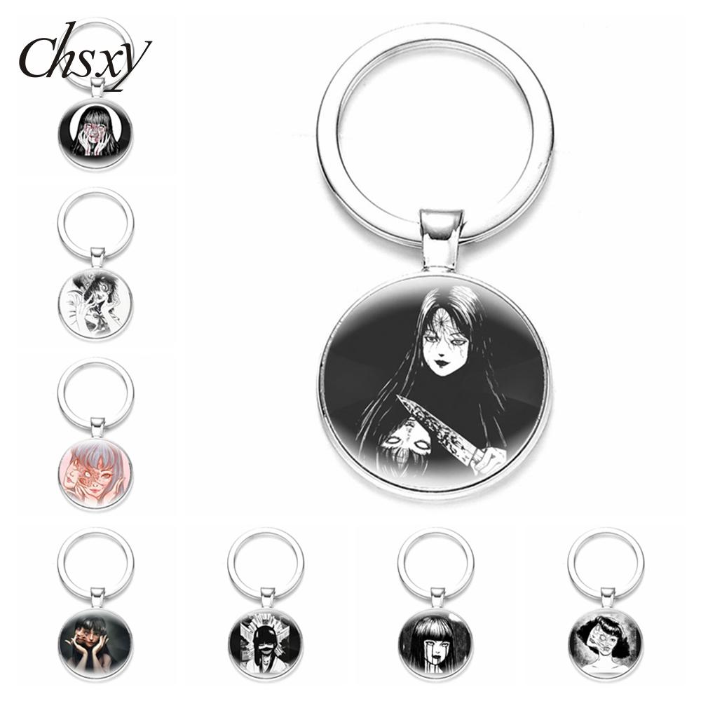 Buy Horror Anime Junji Ito Tomie Keychain Figures Art Photo Round Glass ...