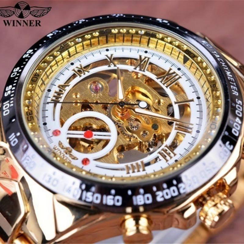 Buy Winner Brand Mens Sport Watches Stainless Steel Band Steampunk ...