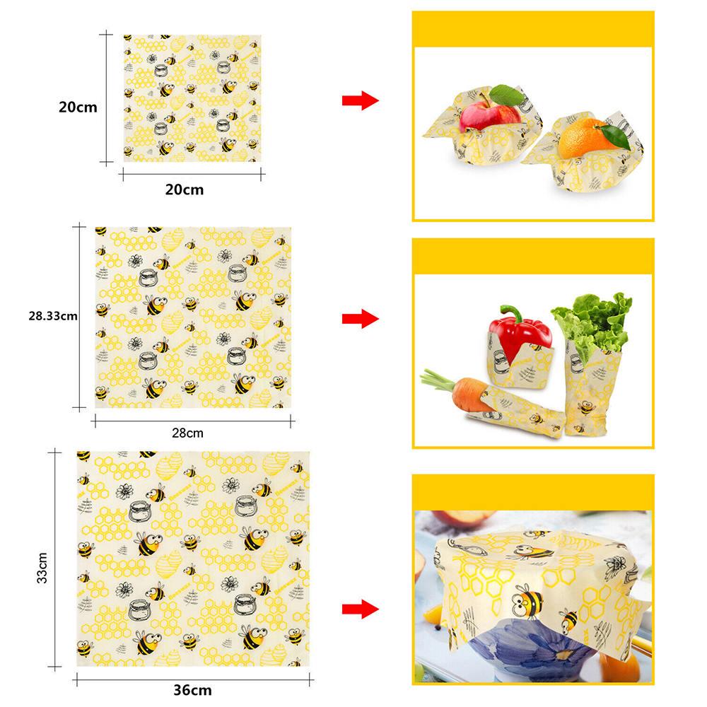 Buy 3Pcs Food Wax Paper Reusable Beeswax Fresh Cloth Wraps Eco-Friendly ...