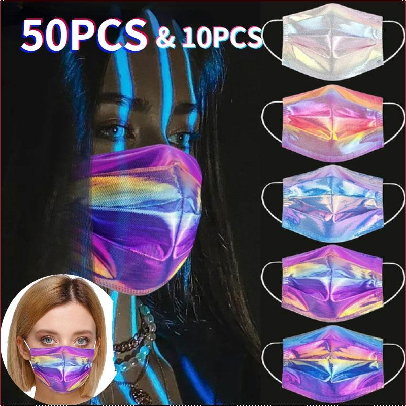 Buy 100/50/10Pcs New Laser Painting Colorful Mask For Adult Fashion ...