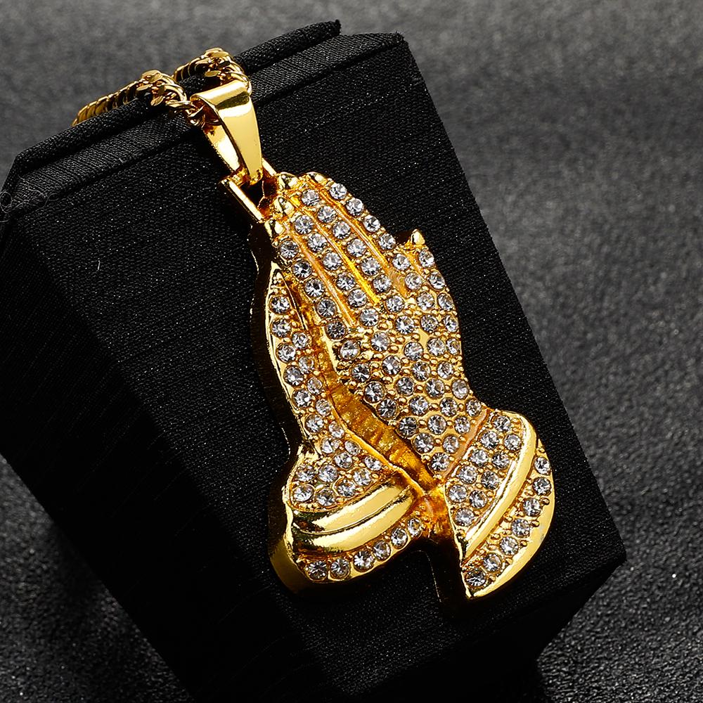 Buy Women Fashion Stainless Steel Praying Hand Pendant Necklace Party ...