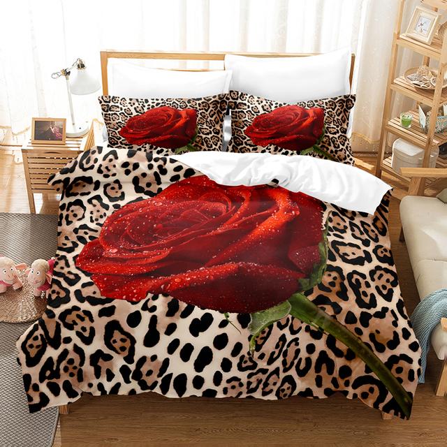 Buy Red Rose 3D Bedding Set Flower Elegant Romantic 2/3 Pieces Duvet ...