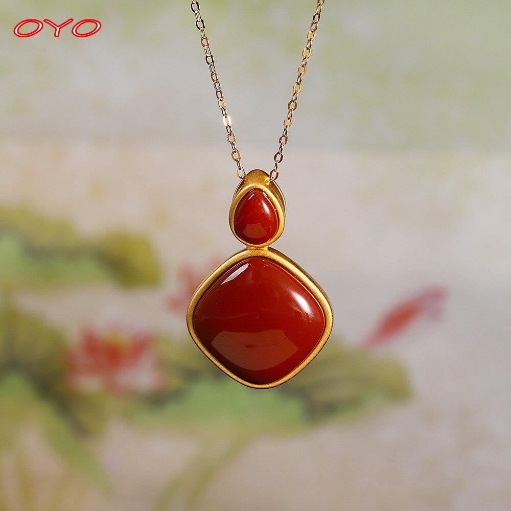 Satın alın Real S925 Silver South Red Square Pendant Fashion Simple ...