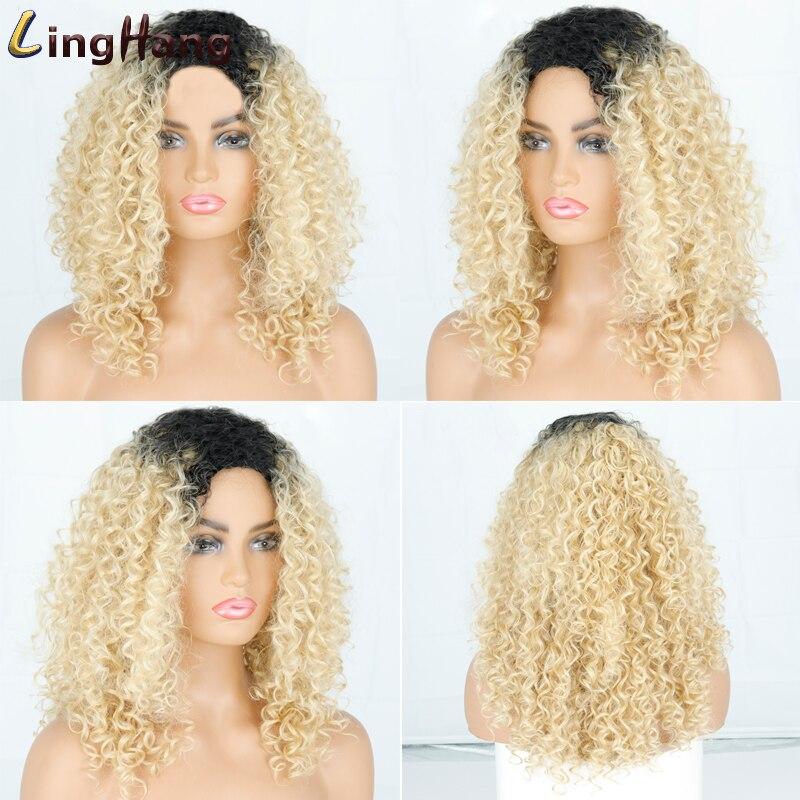 💰Cumpără LINGHANG peruci sintetice scurte Afro pervers Peruca cret ...