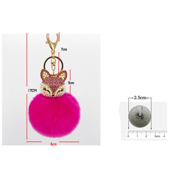 Buy Fluffy Ball Keychain with Pearls Rhinestones Inlay Key Chain for ...
