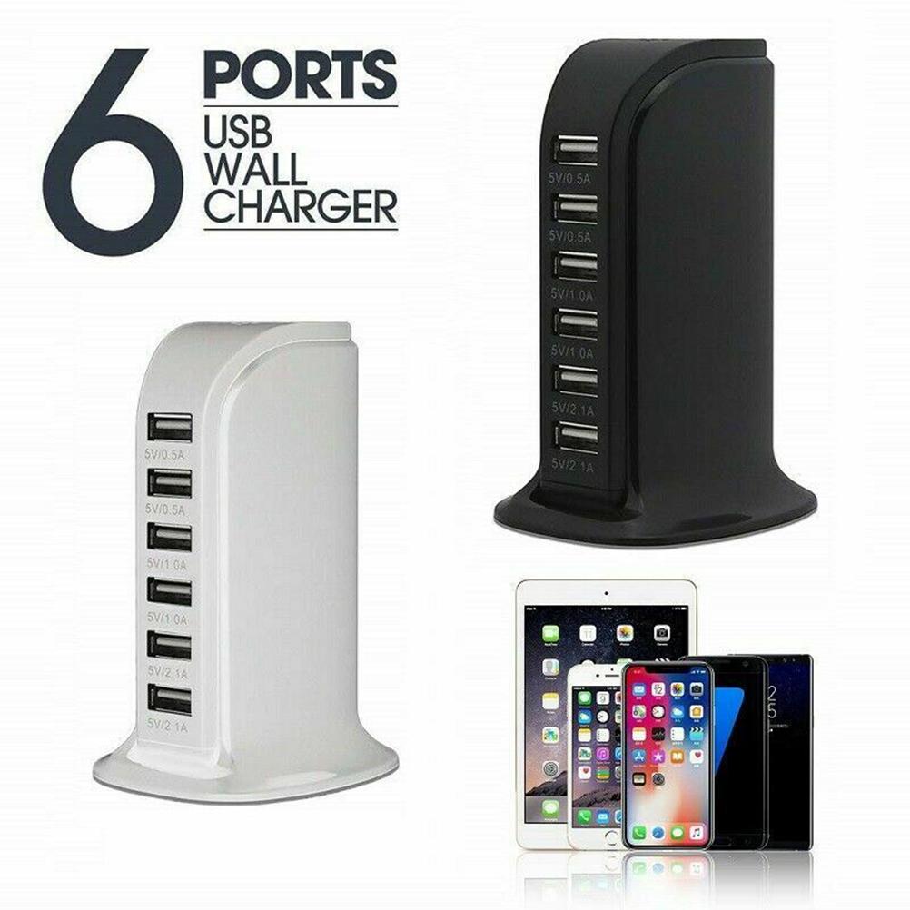 Buy Black 30W Multi 6 Port USB Charger 6A Rapid Charging Station ...