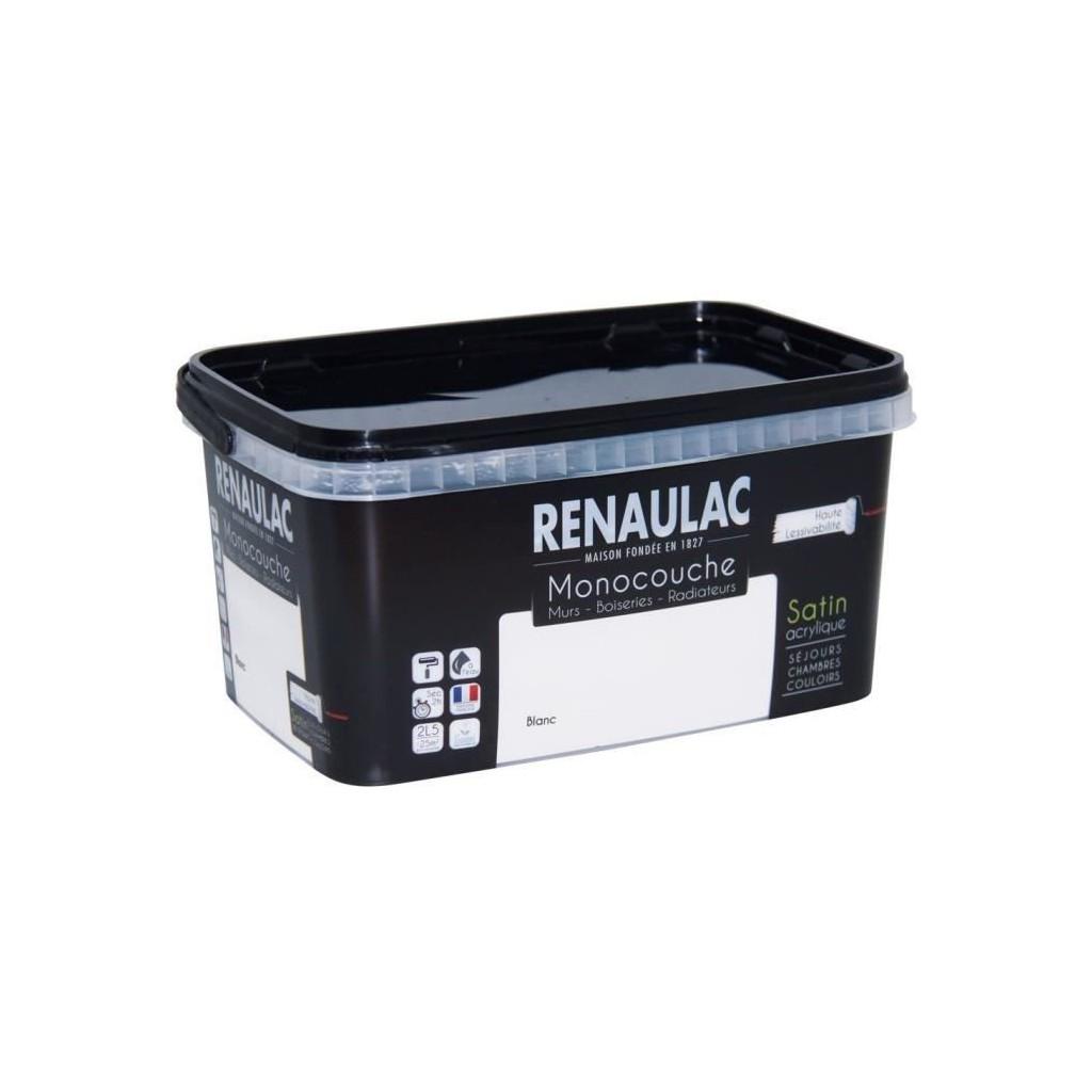 Peinture murale monocouche multi-support 2,5 L blanc satin Murs / Boiseries / Radiateurs ...