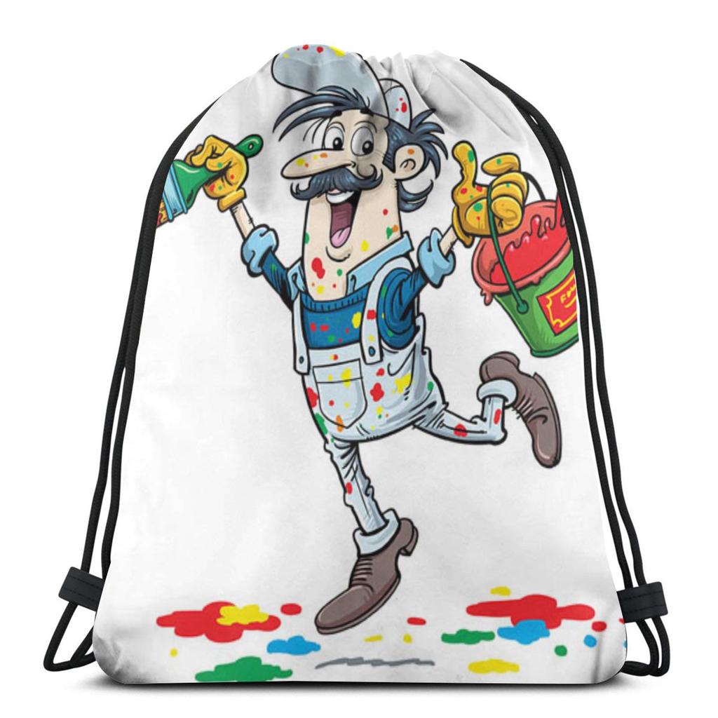 Oil Paint Print Drawstring Backpack Rucksack Shoulder Bags Gym Bag ...