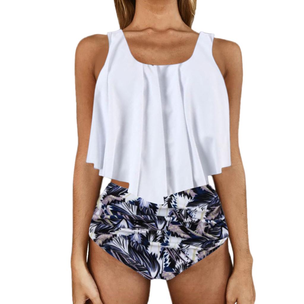 Buy Women Two Pieces Top Ruffled With High Waisted Bottom Bikini ...