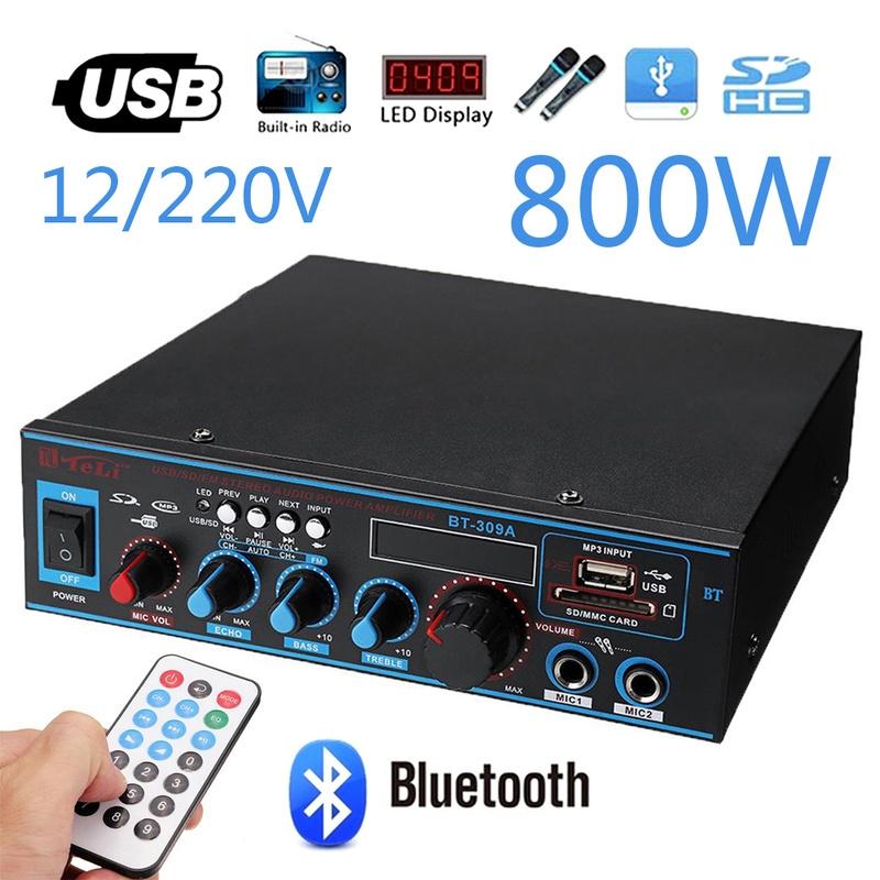 Buy Peak Power 800W BT-309A 12V/ 220V 2CH HIFI LCD Display Audio Stereo ...