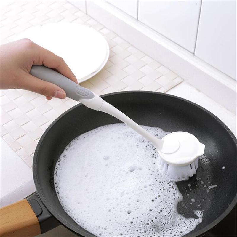 Buy Round Head Kitchen Cleaning Brush Long Handle Multifunction Pot Pan ...