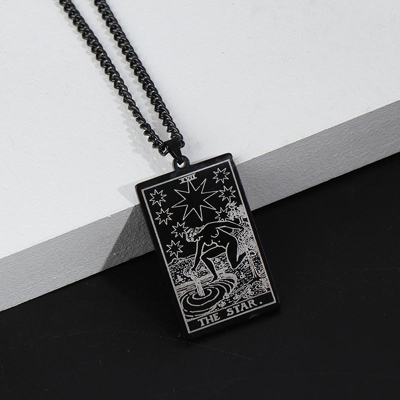 Buy THE STAR.Tarot Pendant Necklaces Major Arcana Tarot Card Stainless ...