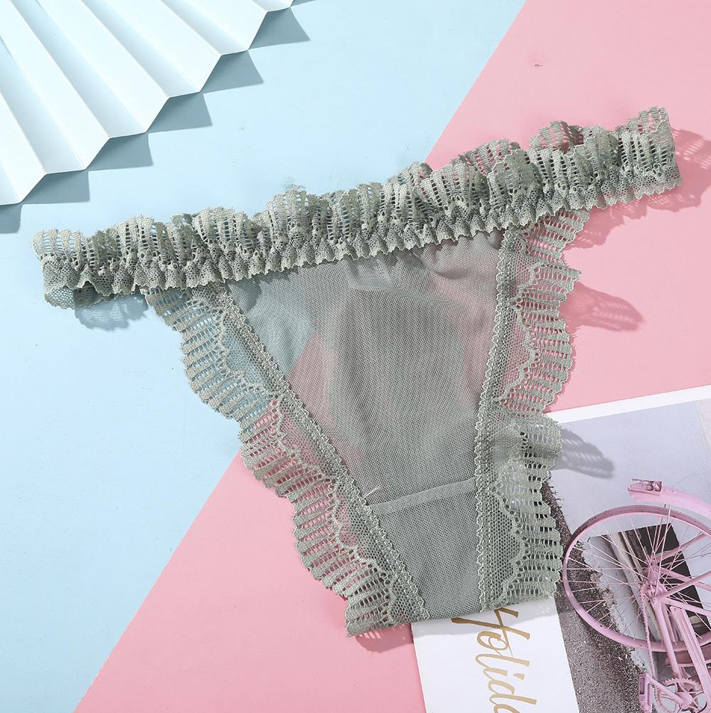Buy Women Sexy Lace Panties Solid Color Briefs Transparent Seamless Low ...