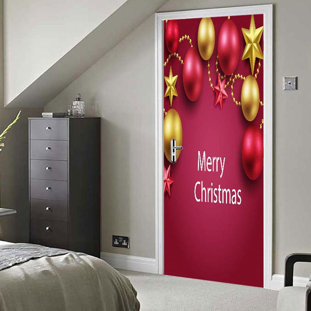 Buy Christmas Cartoon Santa Claus Pattern Door Sticker Waterproof Self ...