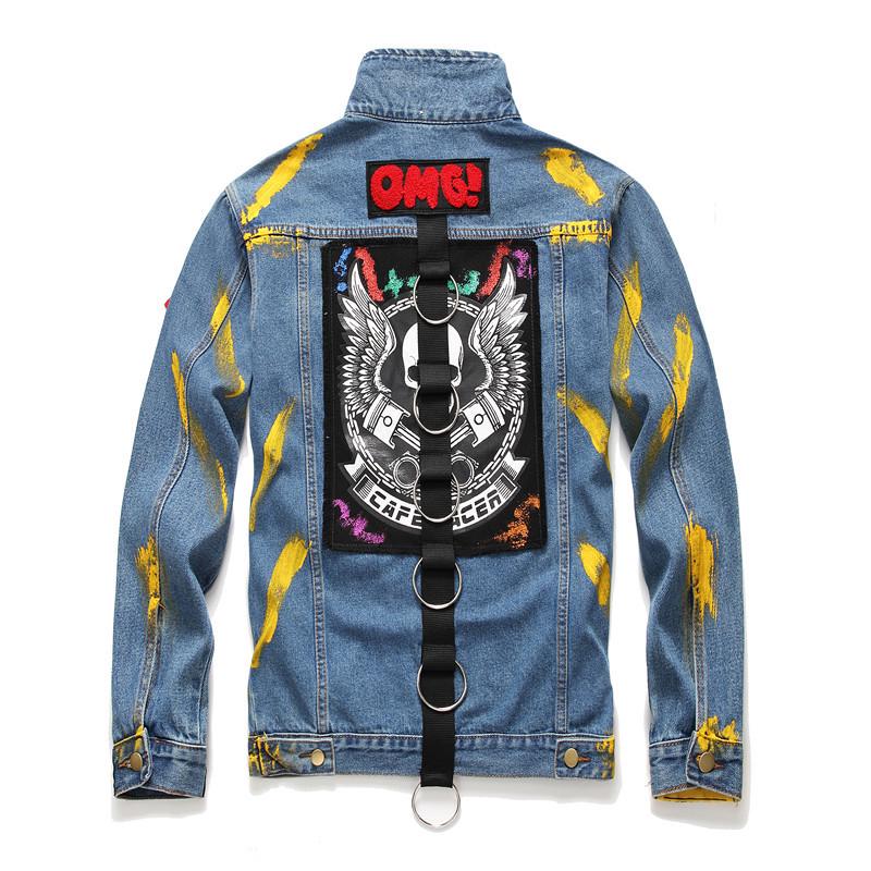 Buy Men's Fashion Autumn Denim Jacket Mens Loose Cowboy Jackets Coat at ...