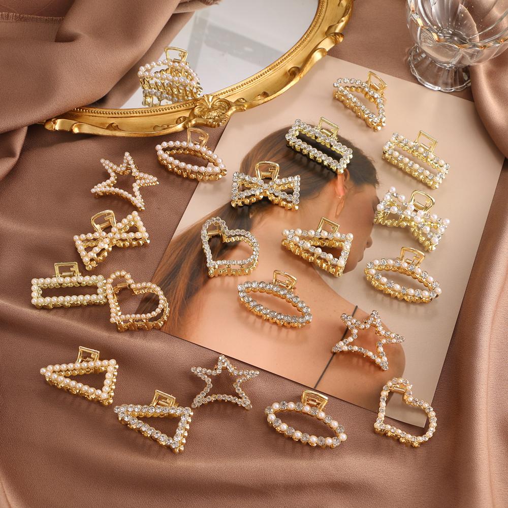 Buy Pearl Rhinestone Grasping Clip Temperament Back Head Clip Female ...