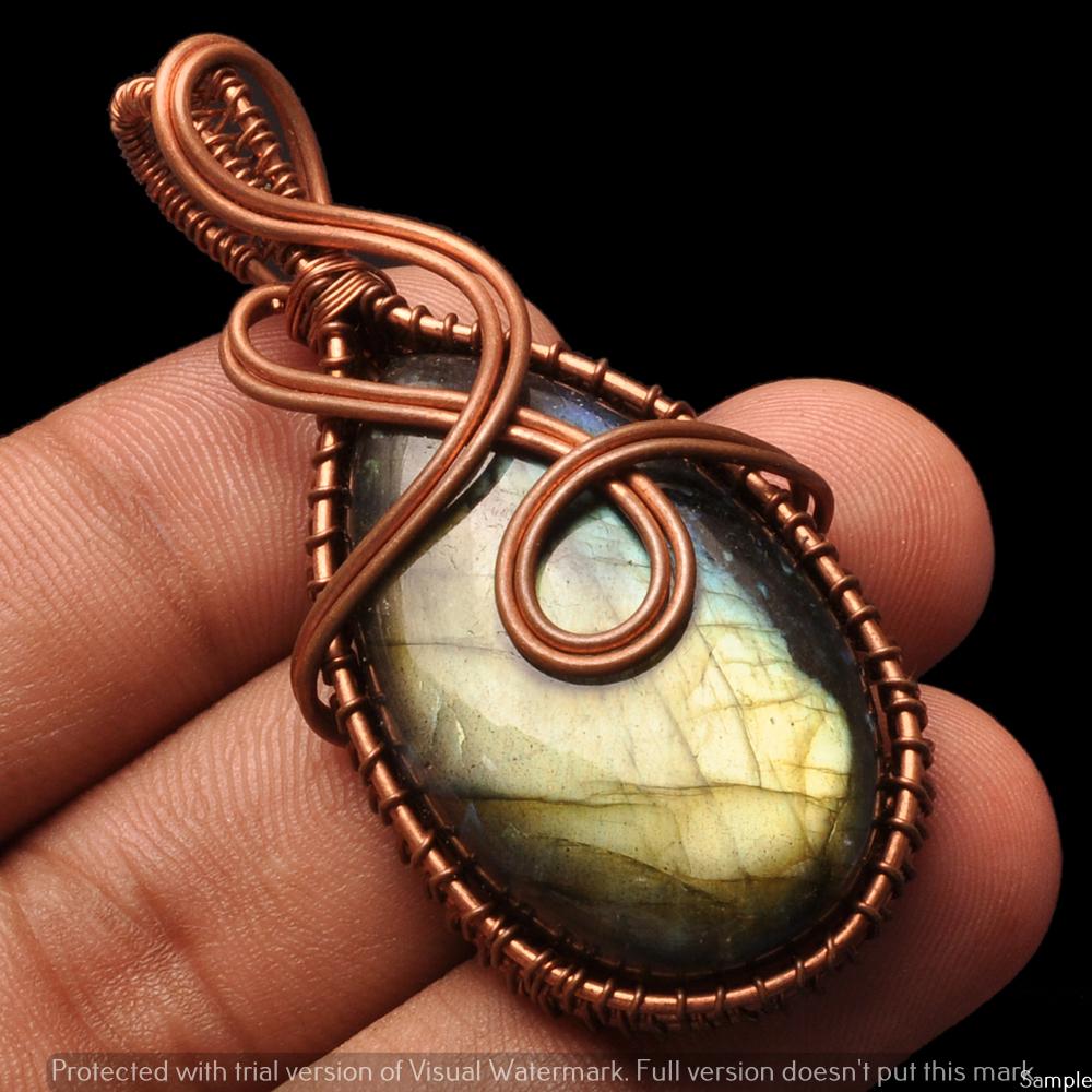 Labradorite Gemstone Handmade Copper Wire Wrap Jewelry Pendant CP-21 ...