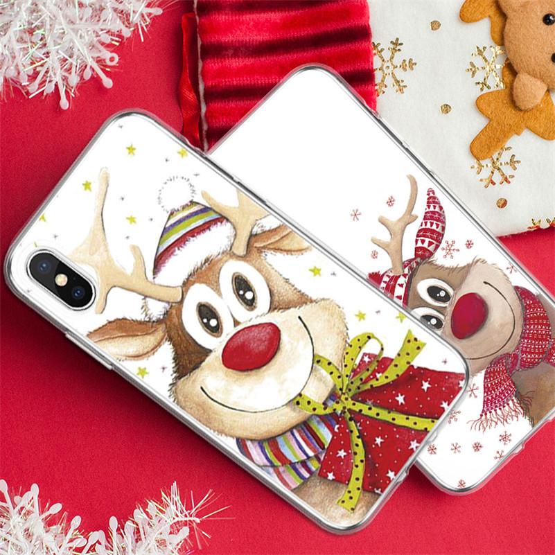 Buy New Year Xmas Elk Deer Print Soft Tpu Mobile Phone Cases Cover for ...