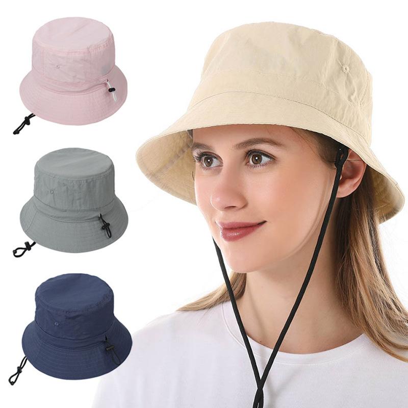 Buy 1PC Summer Hat Drawstring For Women Men Solid Color Fisherman Hat ...