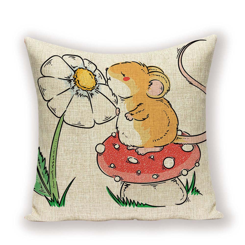 Cartoon Animal Pillow Case Squirrel Mouse Cushion Cover 2020 Year of ...