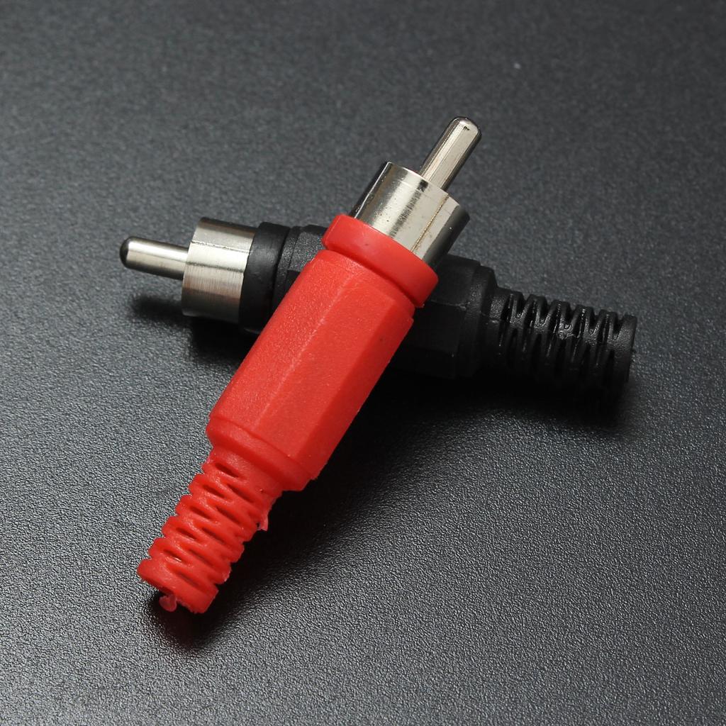 RCA Plug Solder Type Audio Cable Connector Red and black Video Handle ...