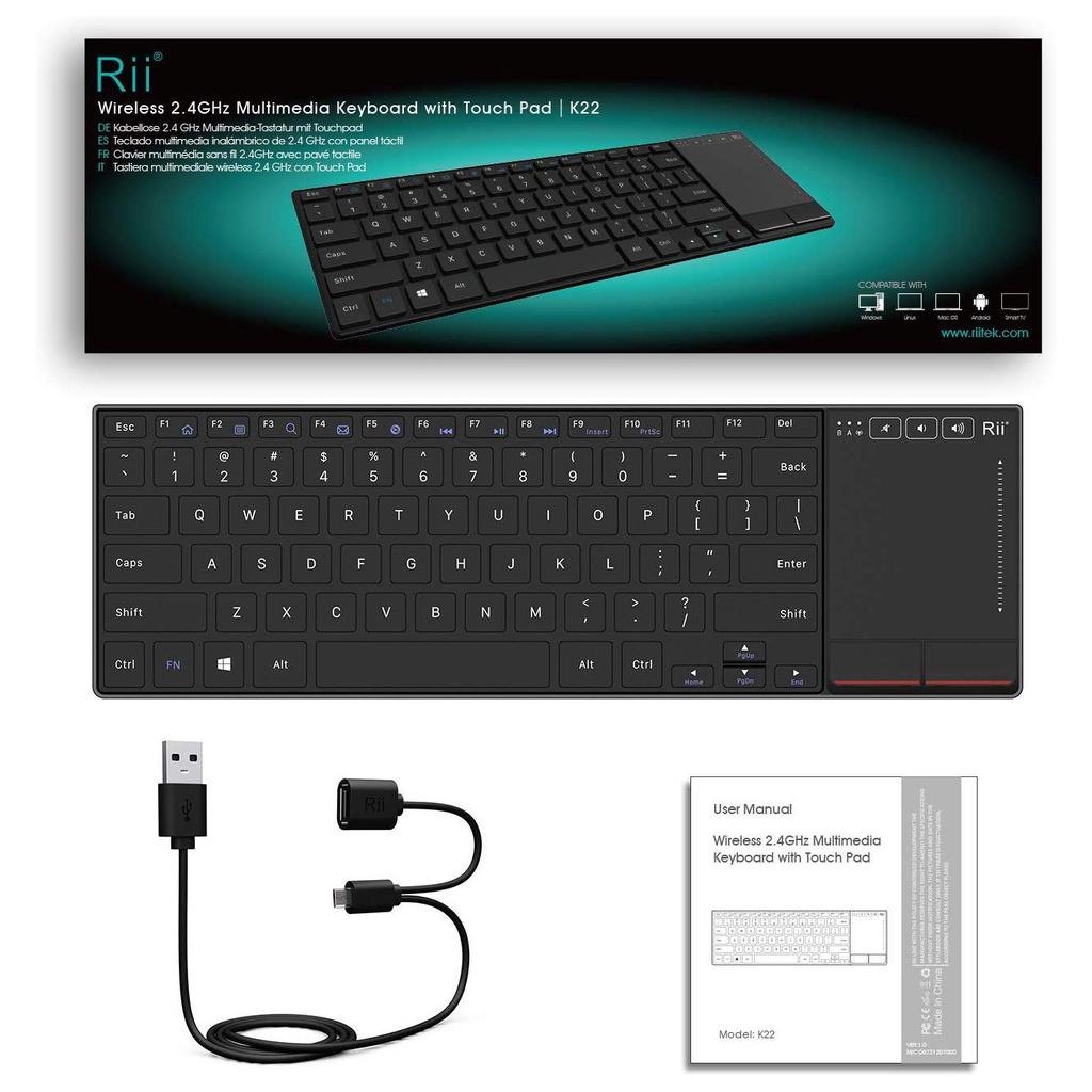Buy Rii K22 Ultra Slim 2.4G Wireless Keyboard with Touchpad QWERTY at ...