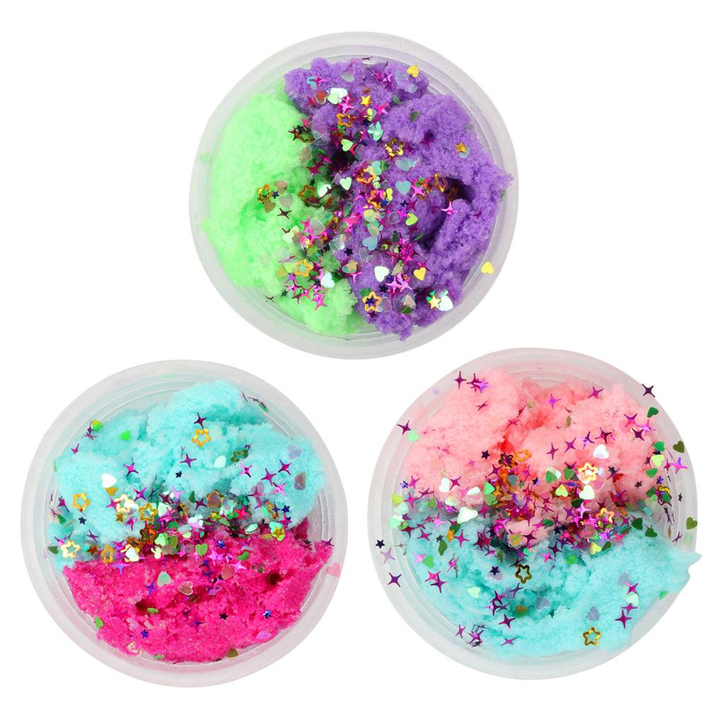 Crystal Dynamic Sequin Fluffy Slime Toy Hand-Pulled Mud DIY Plasticine ...