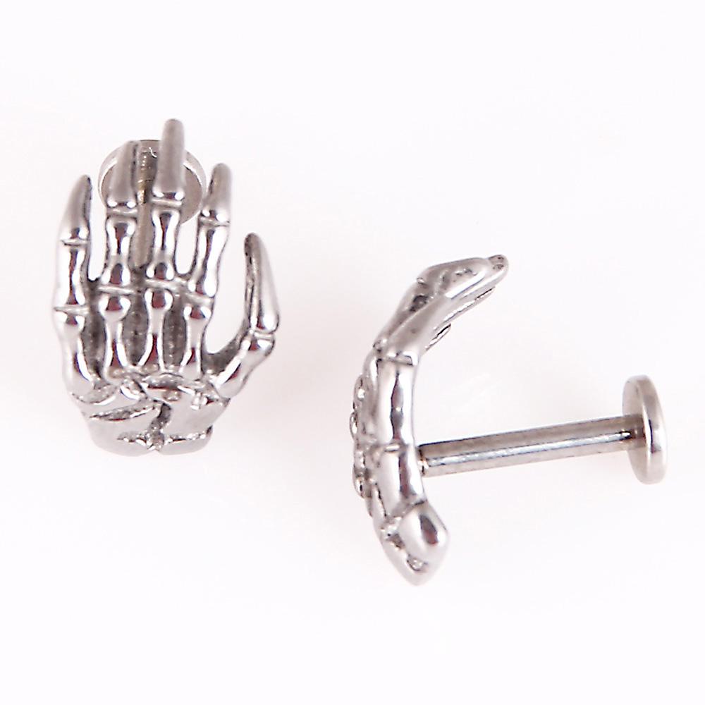 Buy Unique Punk Skull Devil Hand Lip Piercing Jewelry Skeleton Labret ...